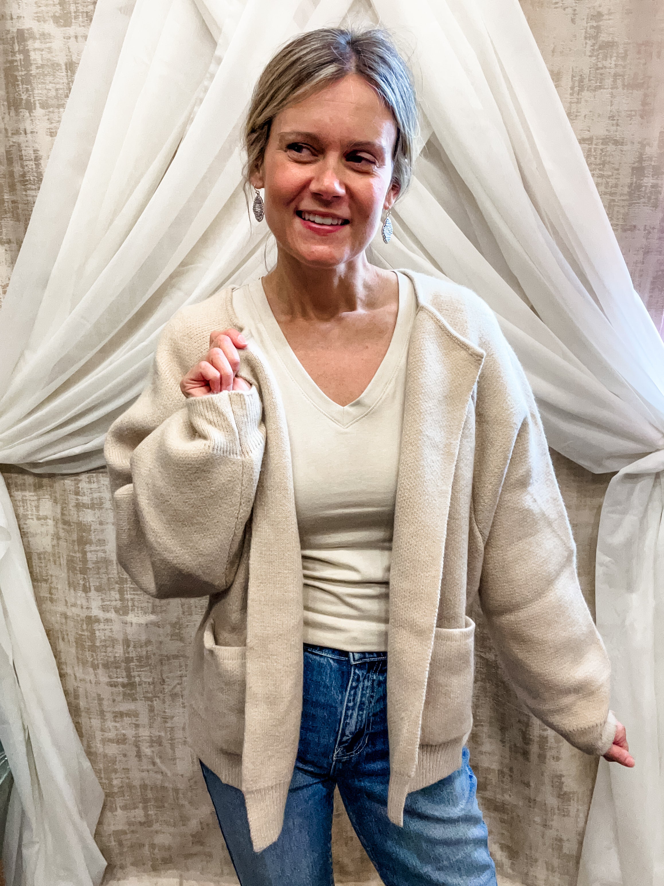 Oatmeal Sweater Jacket – Denim and Honey Boutique